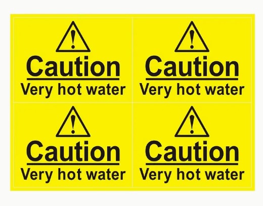 4-Pack Caution Very Hot Water Warning Stickers, 7.62x5.08 cm All-Purpo ...