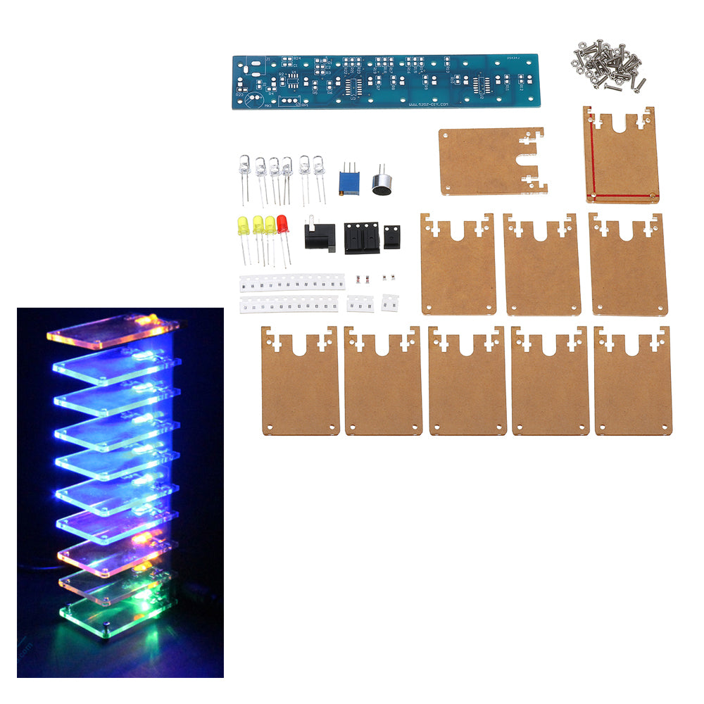 DIY LED Flash Kit Voice-activated Audio Frequency Spectrum Crystal LED ...