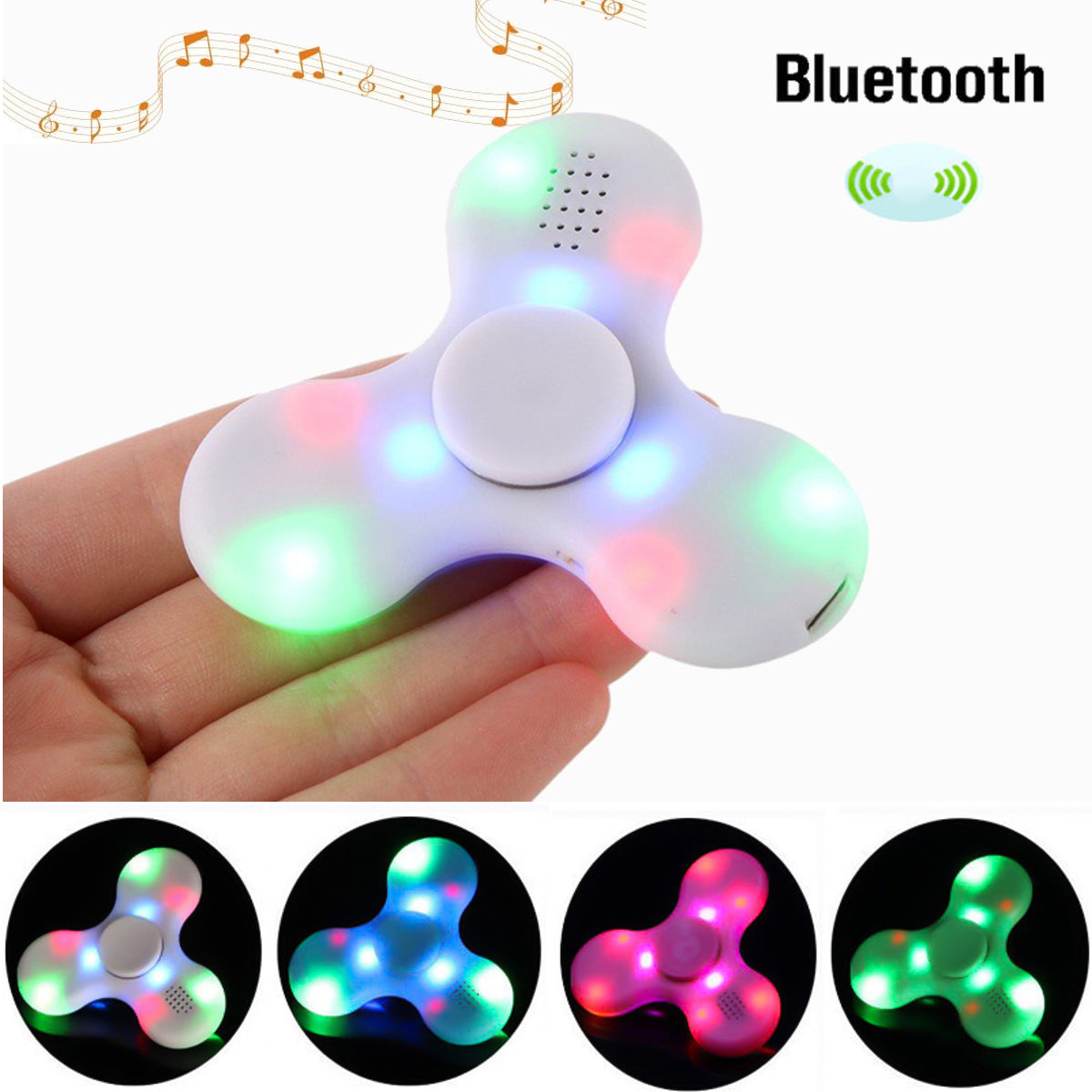 ECUBEE Bluetooth Hand Spinner Chargeable Music LED Fidget Spinner Fing ...