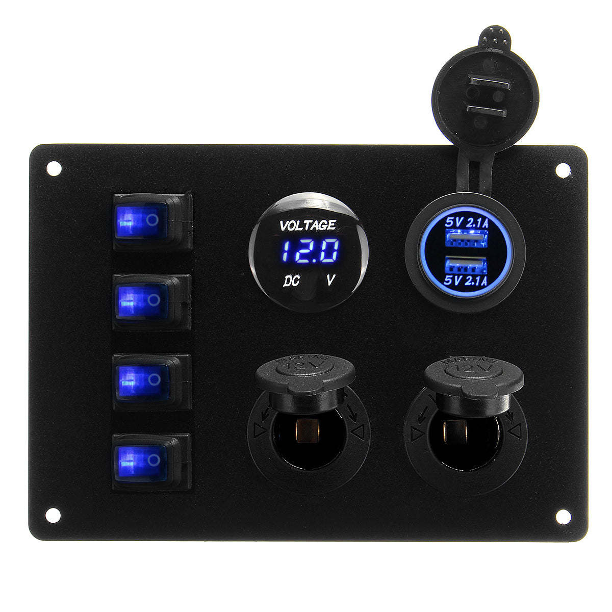 4 Switch Ship Yacht RV LED Display Voltage And Dual 2.1 A USB Charging ...