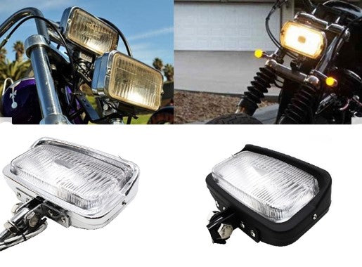 Universal 55W 12V Vintage Motorcycle Square front Headlight Retro head ...