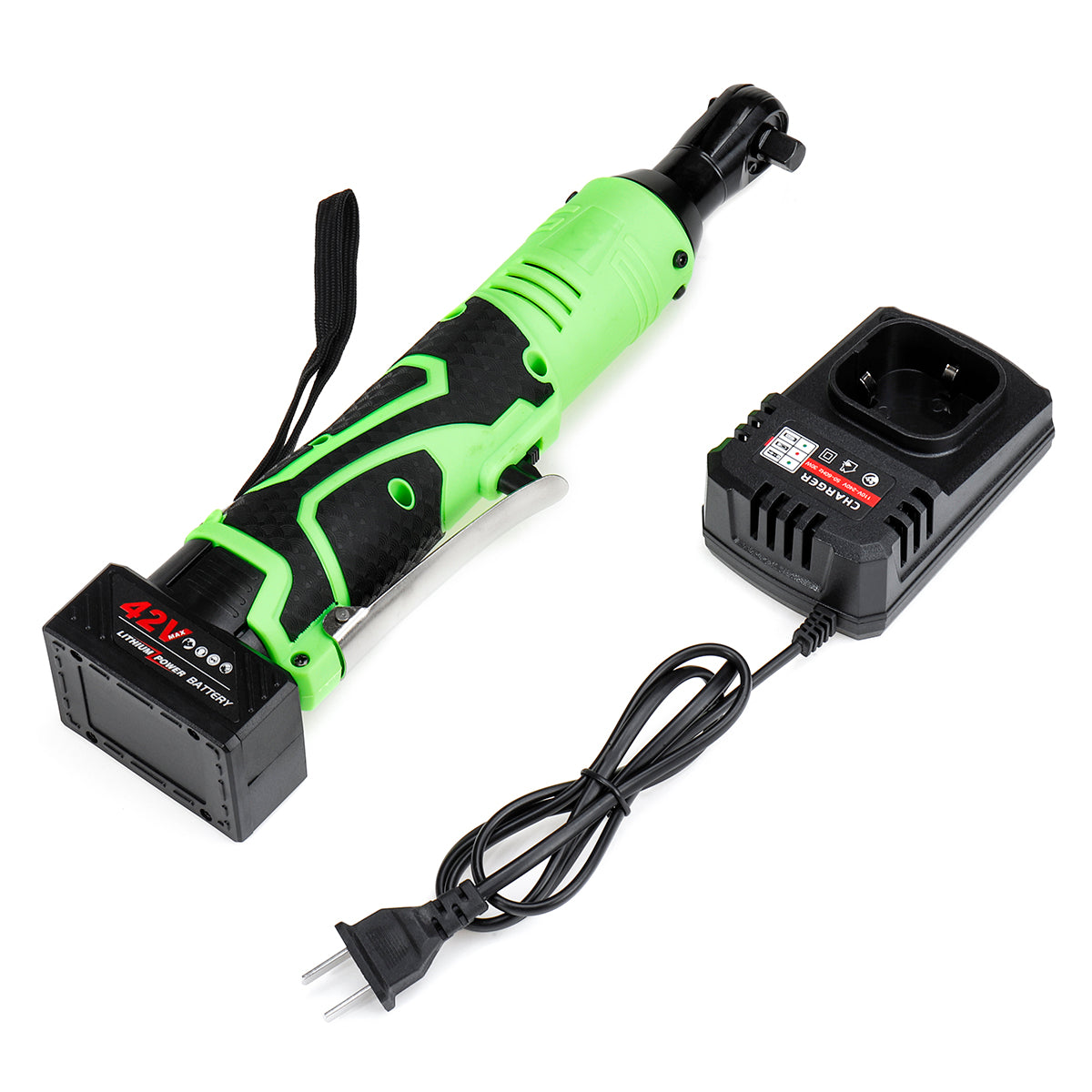 42V 100N.m 3/8'' LED Lighting Cordless Electric Wrench 90 Right Angle ...