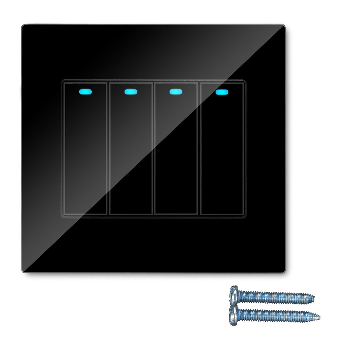 1/2/3/4Gang Wall Touch Switch Tempered Glass Panel LED Light Free Clic ...