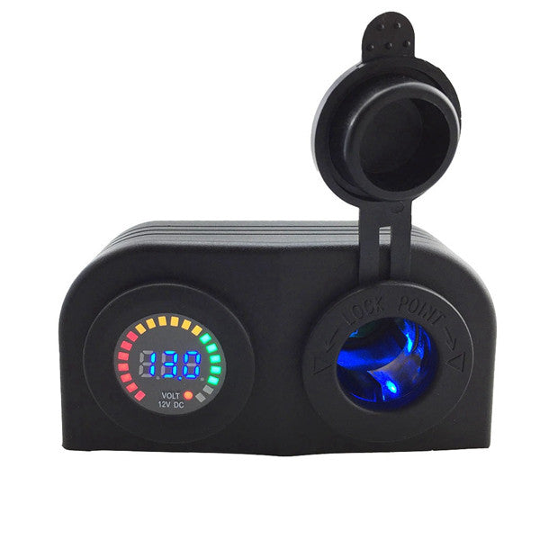 12V Digital Voltmeter Cigarette Lighter Sockets Colorful Screen Voltme ...