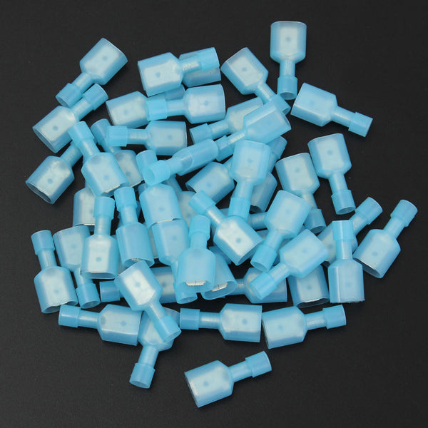 50pcs 2.5cm Nylon Blue Male Insulated Wire Terminals Connectors ...