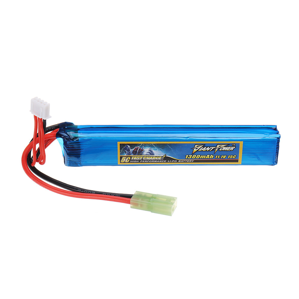 Giant Power 11.1V 1300mAh 3S 15C LiPo Battery Small Tamiya Plug ...