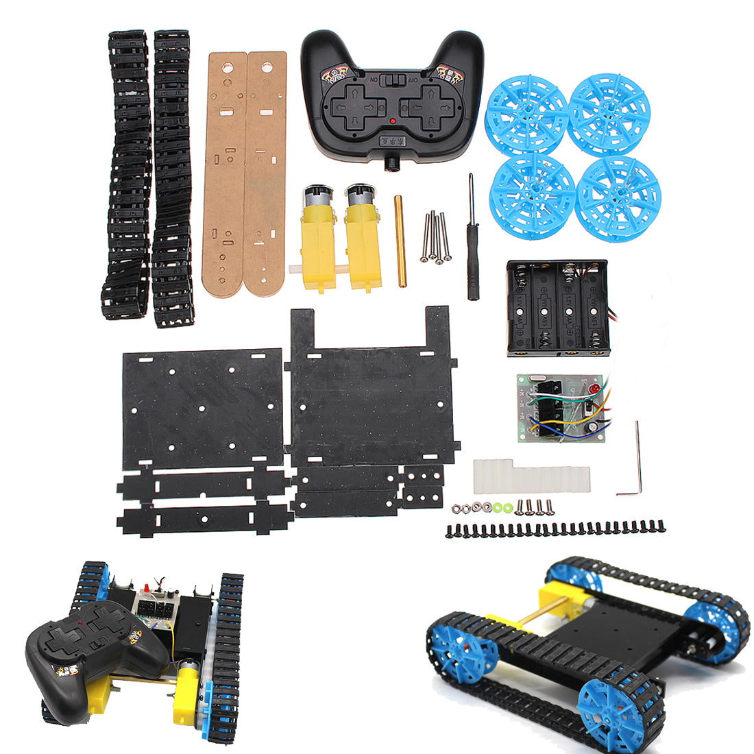 2.4G 4CH Remote Control Chassis Car Educational Kit with 2xTT Motor ...