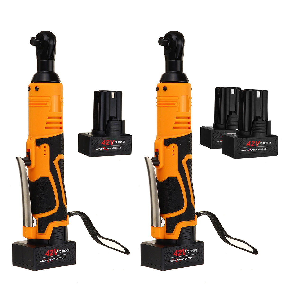 42V 90N.m 3/8 Cordless Electric Ratchet Wrench Tool with 1/2 x Battery ...