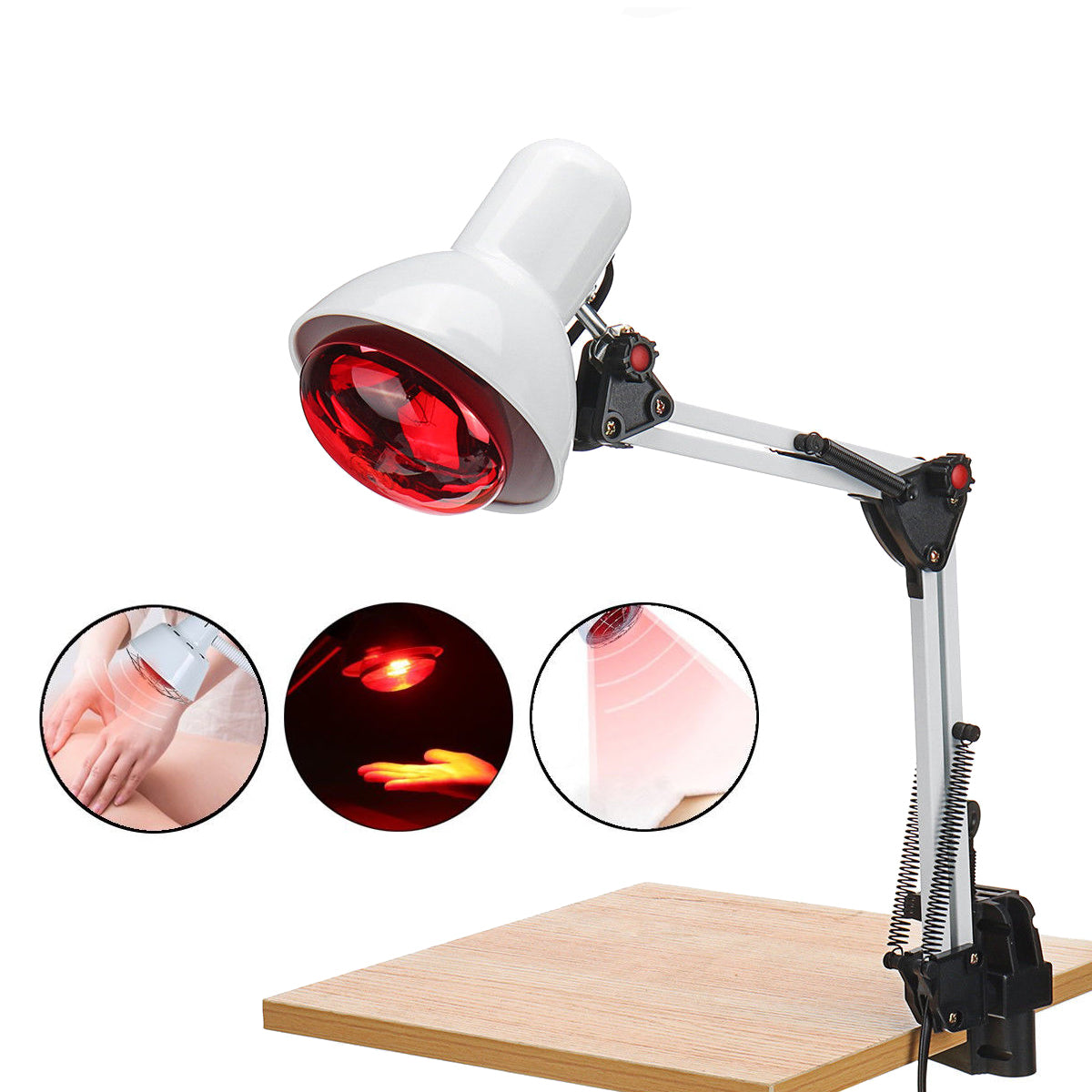 220V 100W Infrared Heat Lamp Therapy Light Therapeutic Pain Relief Hea ...