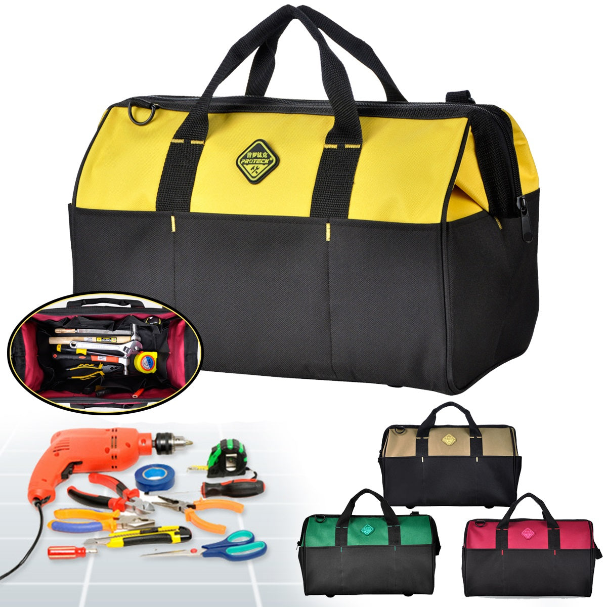 16 in Multi-function Tote Tool Bag Storage Case Waterproof With Should ...