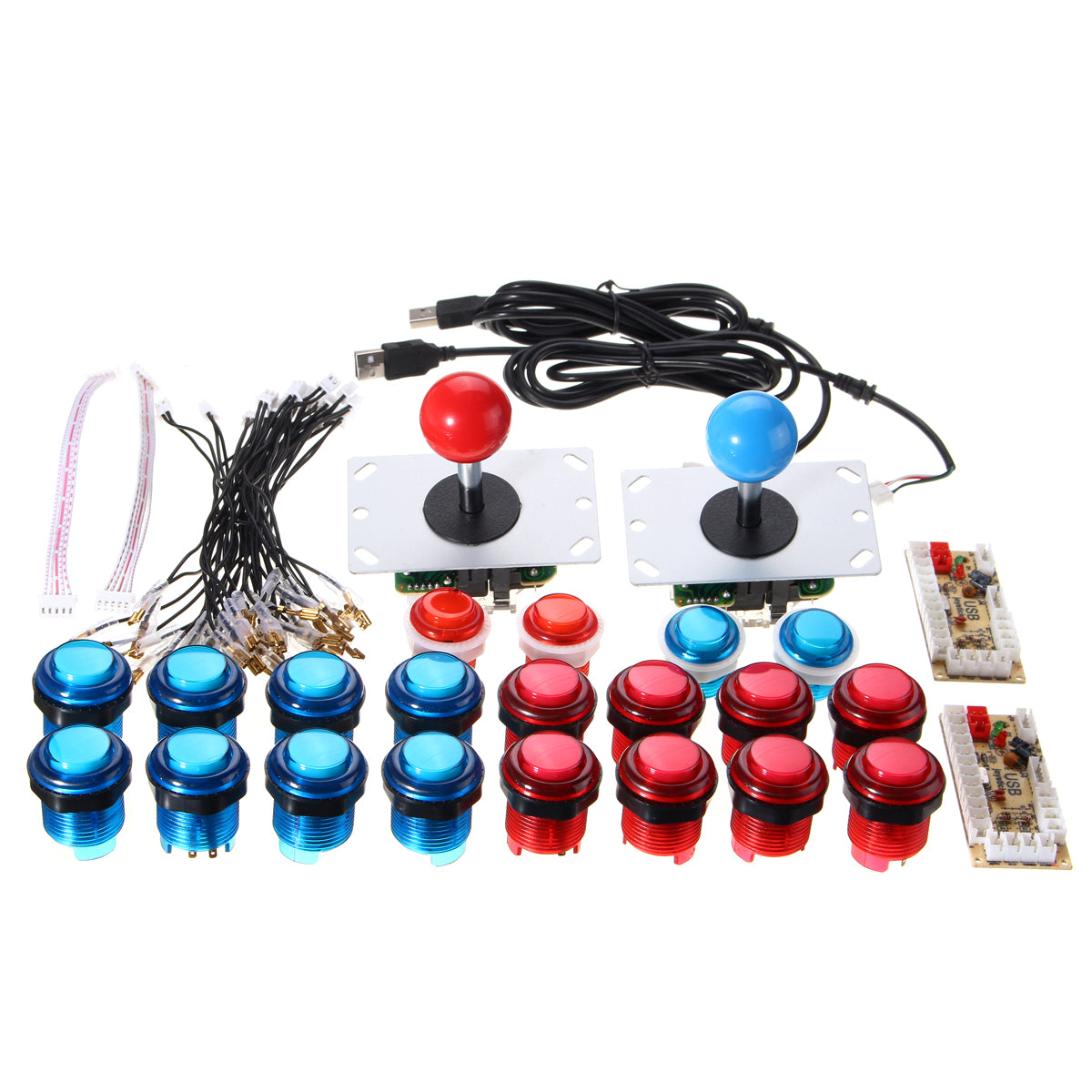 Dual Player Push Buttons Joysticks USB Encoder Arcade Mame DIY Kit Set ...