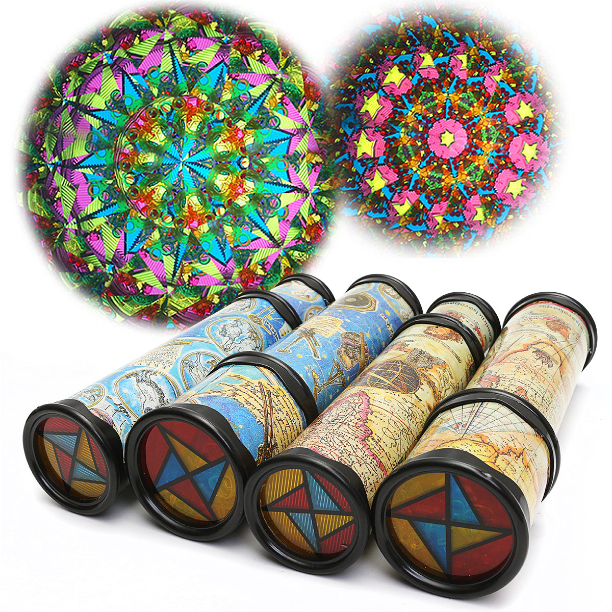 20/30cm Blue Yellow Magical Rotate Kaleidoscope Toy Extended Rotation ...