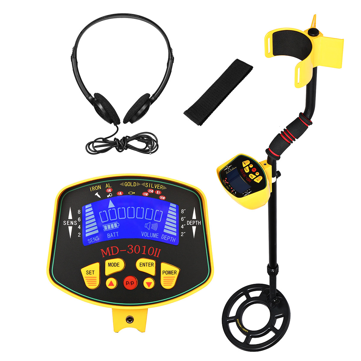 MD-3010II Metal Detector LCD Display Deep Treasure Finder Waterproof C ...