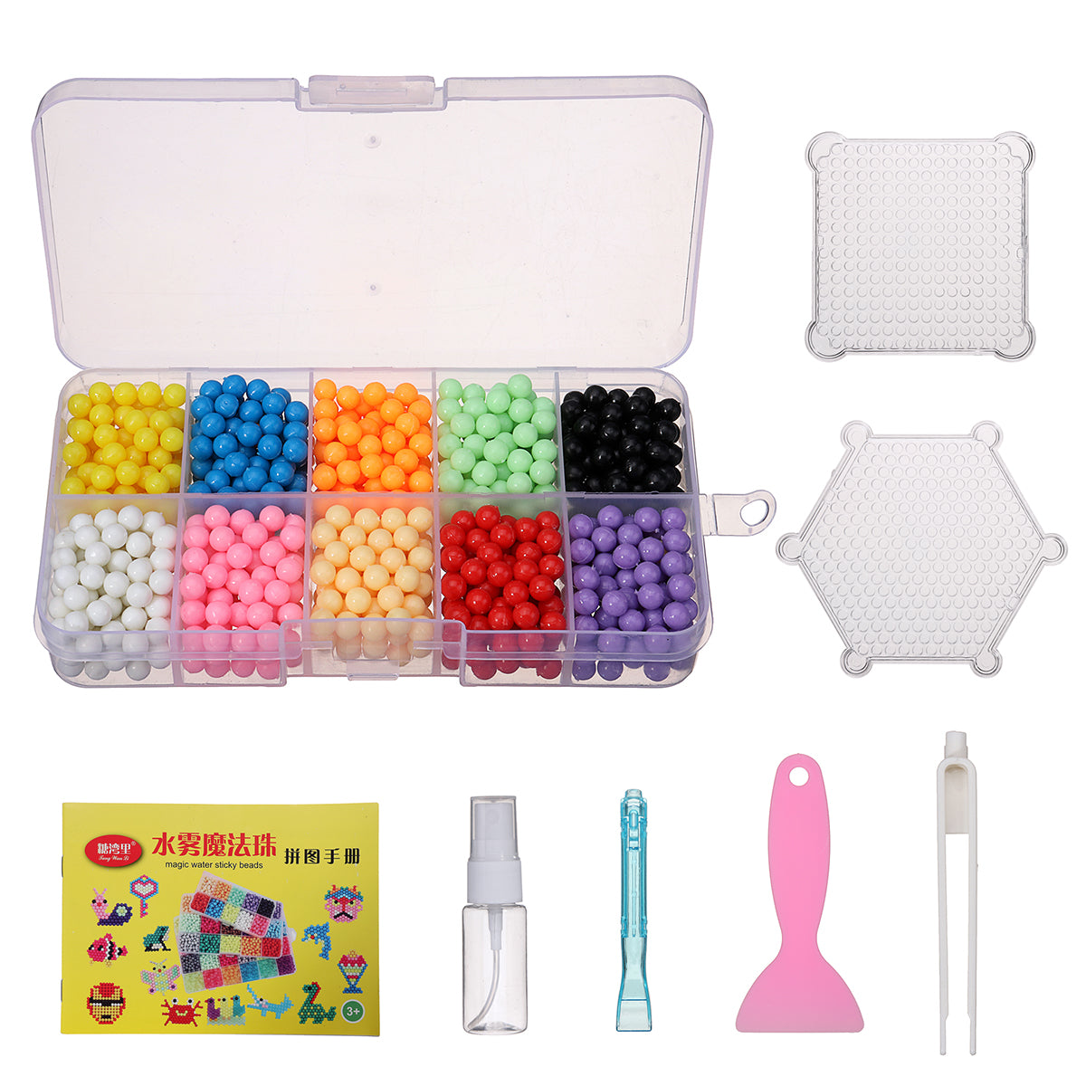 1100PCS Water Sticky Beads Magic Puzzle Kids Gift Fuse Sticky Bead 10 ...