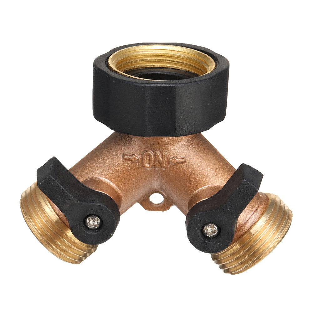 Brass 2 Way Garden Tap Splitter Adapter With 3/4 Inch BSP Threaded Out ...