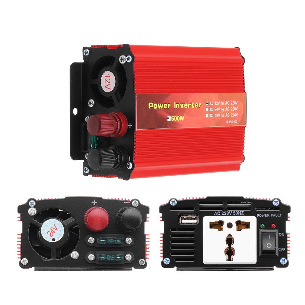 DEMUDA 500W 12V/24V DC to 220V AC Power Inverter Modified Sine Wave Co ...