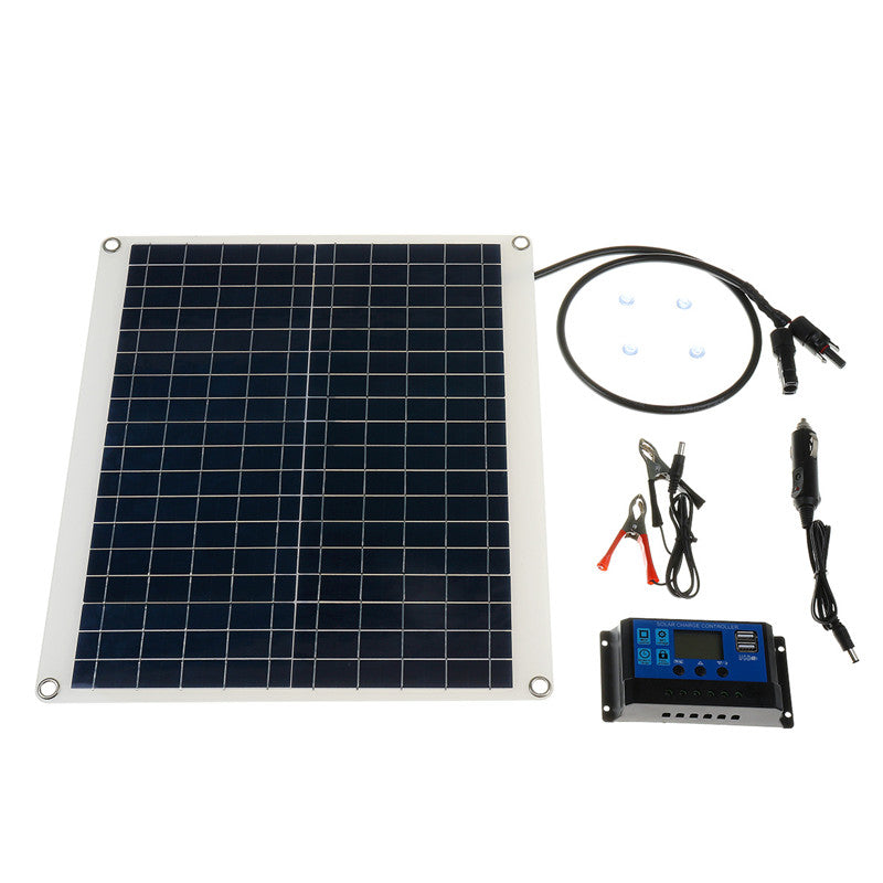 25W 18V Monocrystalline Solar Panel + 40A Solar Controller + Cables Ki ...