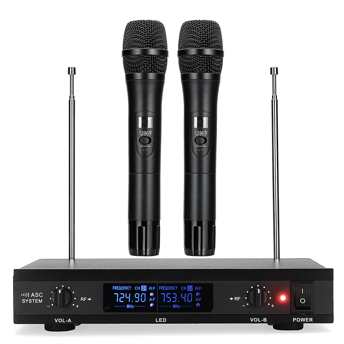 U12 Wireless Karaoke UHF Microphone System with Dual Handheld Wireless ...