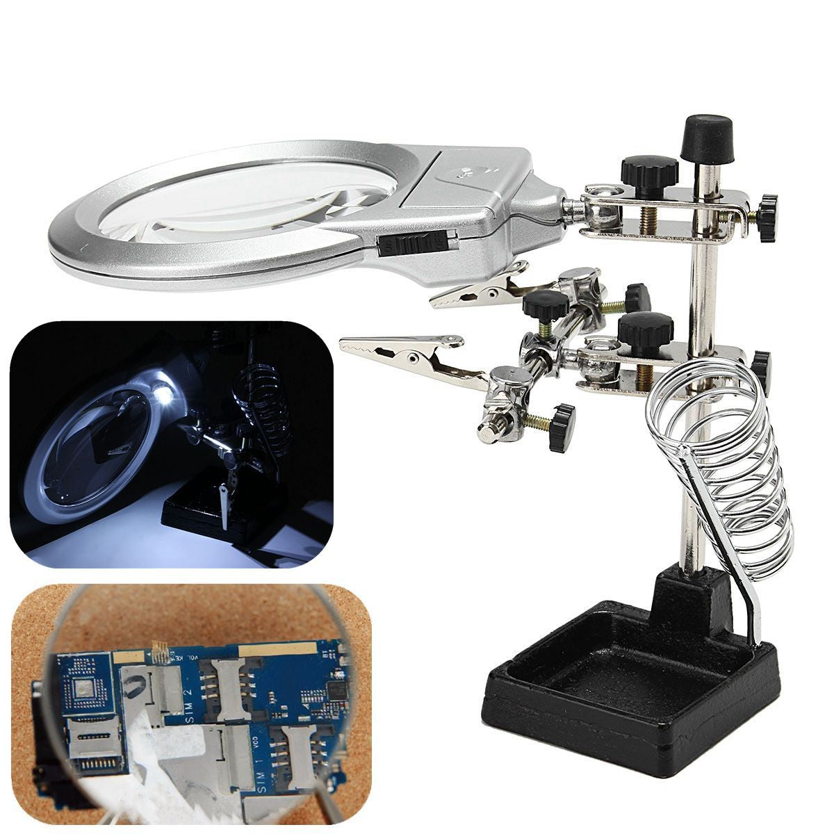 2X Soldering Clamp Stand Magnifier Glass Modelling Helping Hands with ...