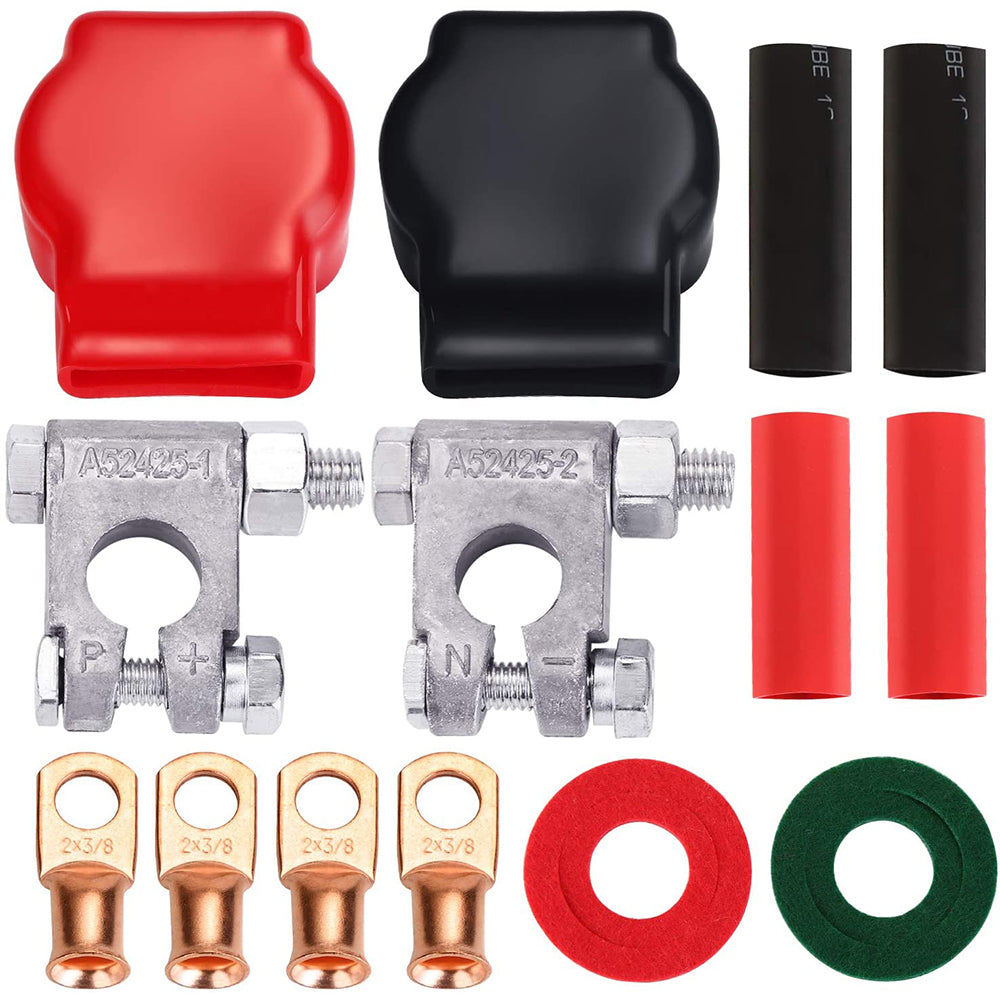 Military Spec Battery Terminal Top Post Kit with 4 Lugs and Heatshrink ...