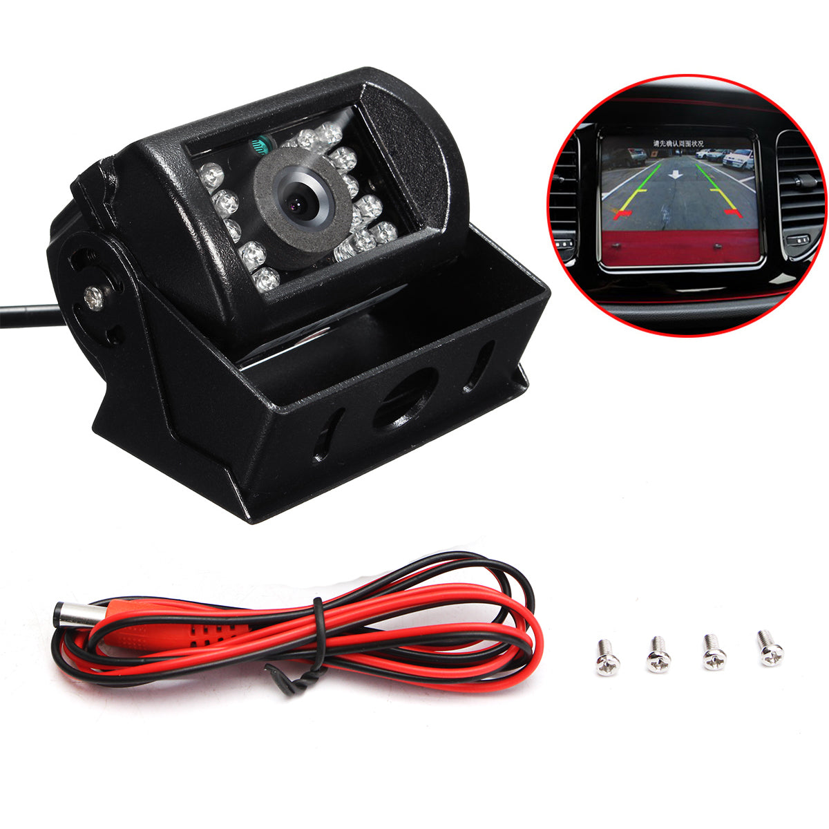 Waterproof 12V-24V CCD 18-IR-LEDs Night Vision Rear View Reverse Camer ...