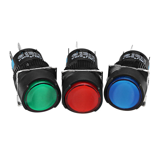 Machifit LAY16-11 DC 12V 16mm Push Button Swith 6 Pin Momentary Switch ...