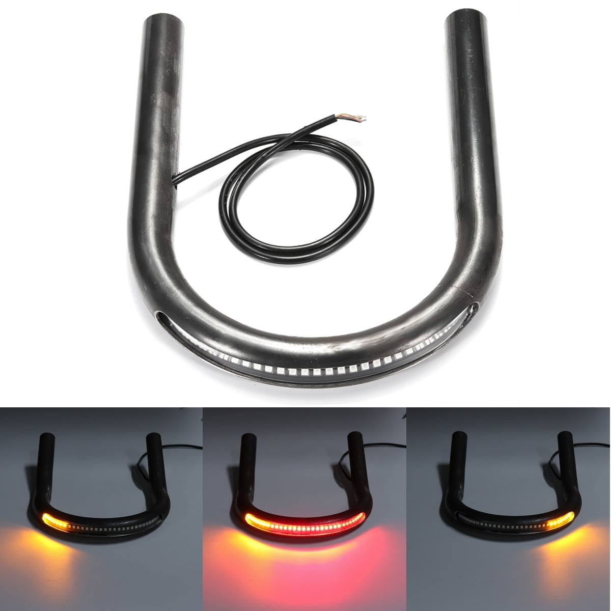 Cafe Racer Frame Hoop Tracker End Flat Seat Loop With LED Turn Brake L ...