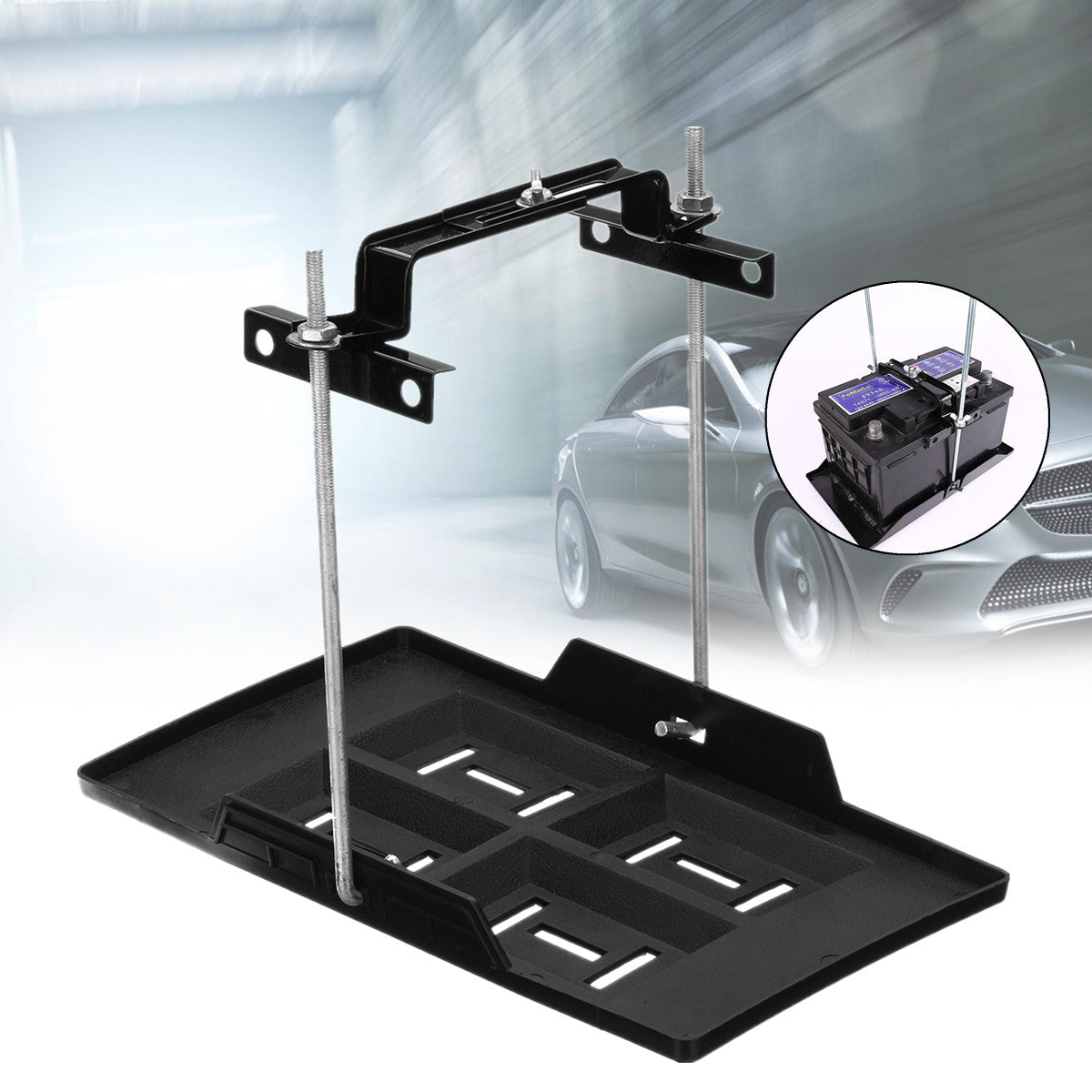Universal Adjustable Metal Car Battery Tray Adjustable Hold Down Clamp ...