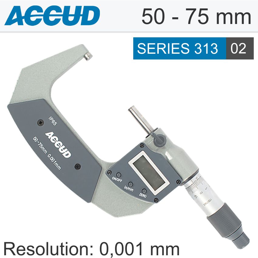 ACCUD DIGITAL OUTSIDE MICROMETER.IP65. 50-75MM (0.001MM) – Electronic Pro