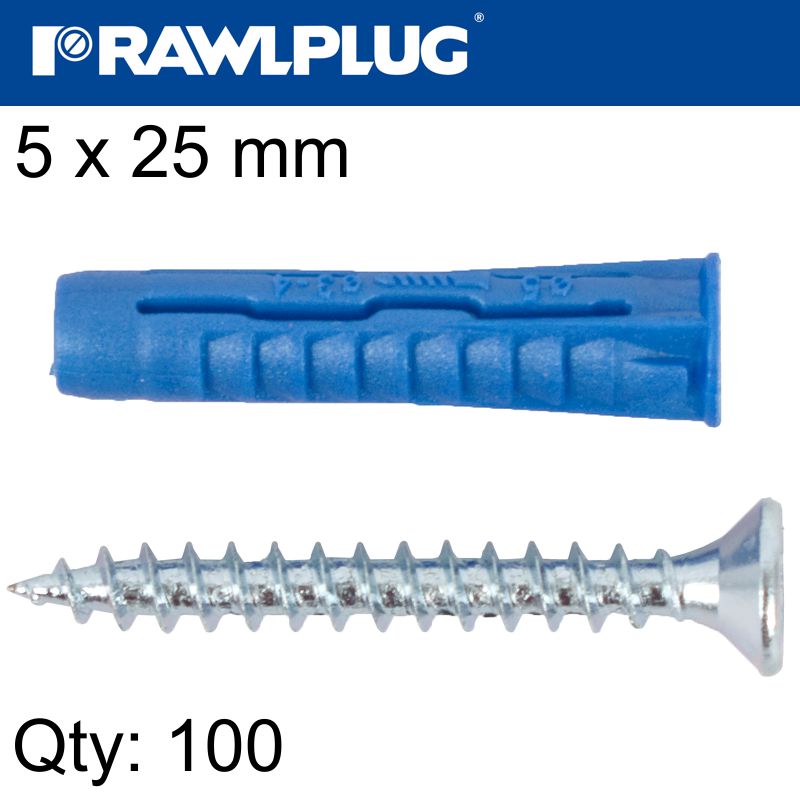 UNIVERSAL PLUG 4ALL 5 X 25MM WITH SCREW 100 PSC PER TUB – Electronic Pro