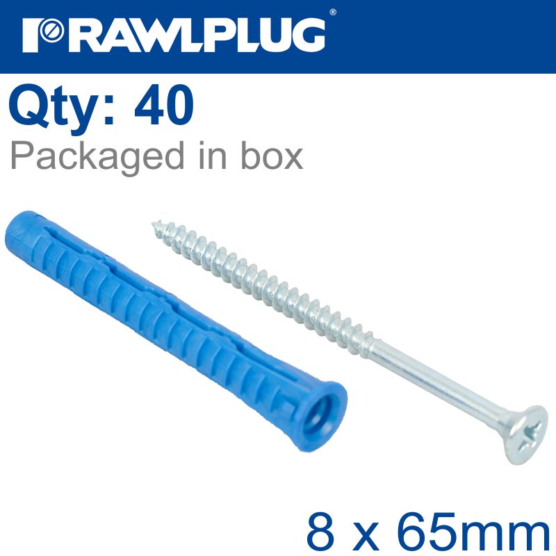 UNIVERSAL PLUG 4ALL 8 X 65MM WITH SCREW 40 PSC PER TUB – Electronic Pro