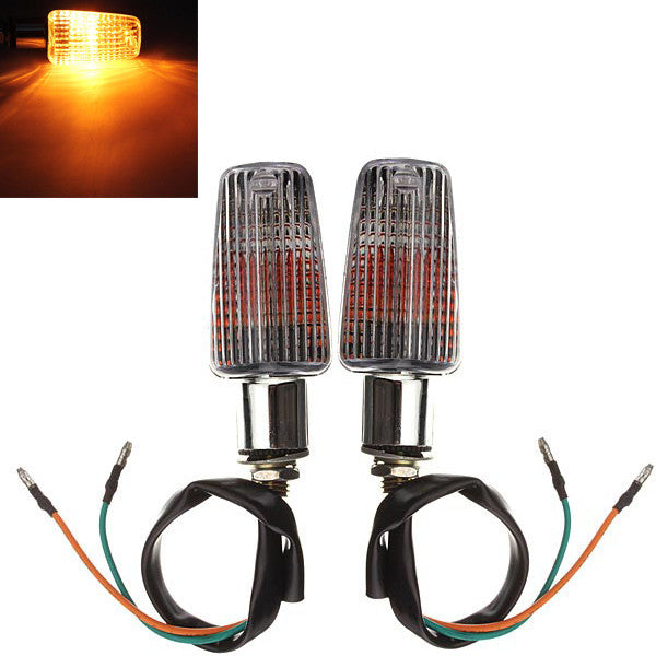 Universal Chrome Motorcycle Turn Indicators Signal Lights Amber Light ...