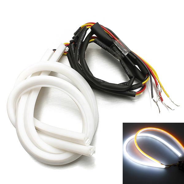 2 x 45cm DC12V LED Strip Lights Switchback White DRL Amber Turn Lights ...