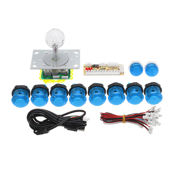 Dual Players Blue PC USB Encoders Double Joysticks Push Buttons DIY Se ...