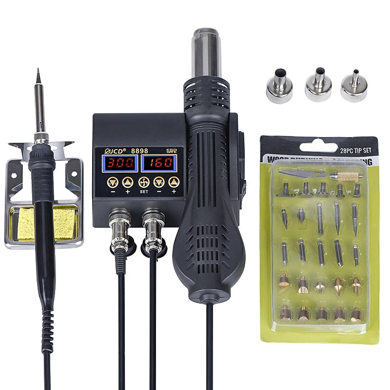 JCD 8898-11 2 in1 Double Switch Control Soldering Station Kit LCD Digi ...