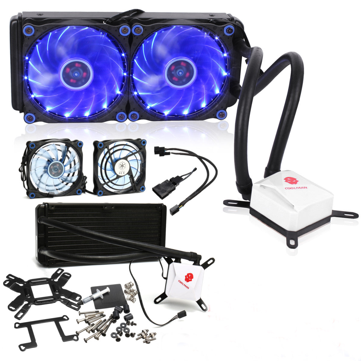 12V Coolman PC Water Cooling Fan Kit Computer Water Cooling Radiator D ...