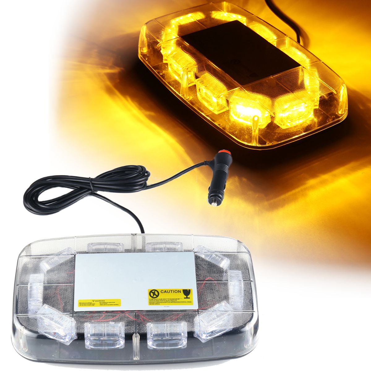 12V-24V 30 LED Mini Amber Flashing Emergency Light Bar Strobe Rotating ...