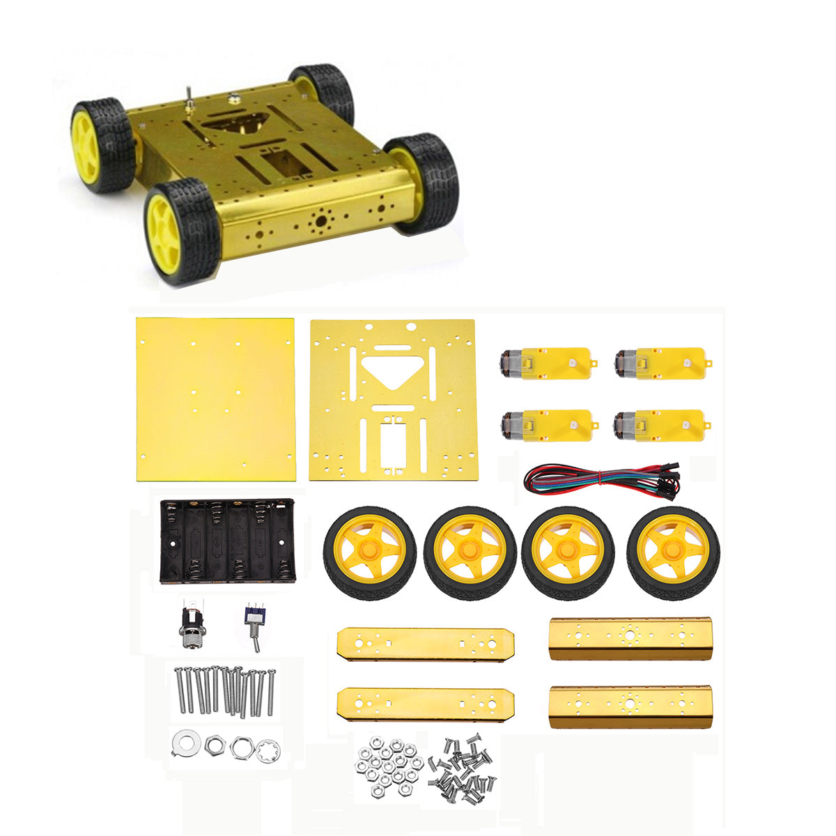 4WD Drive Gold Aluminum Mobile Robot Platform DIY Kit for Arduino UNO ...