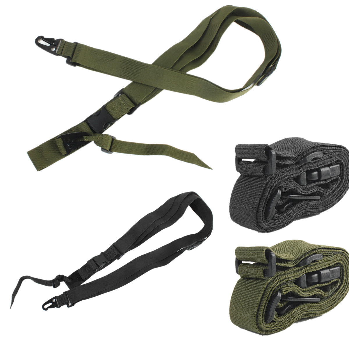 Tactical 3 Point Sling Nylon With Quick Adjustment Carabiner Swivels A ...