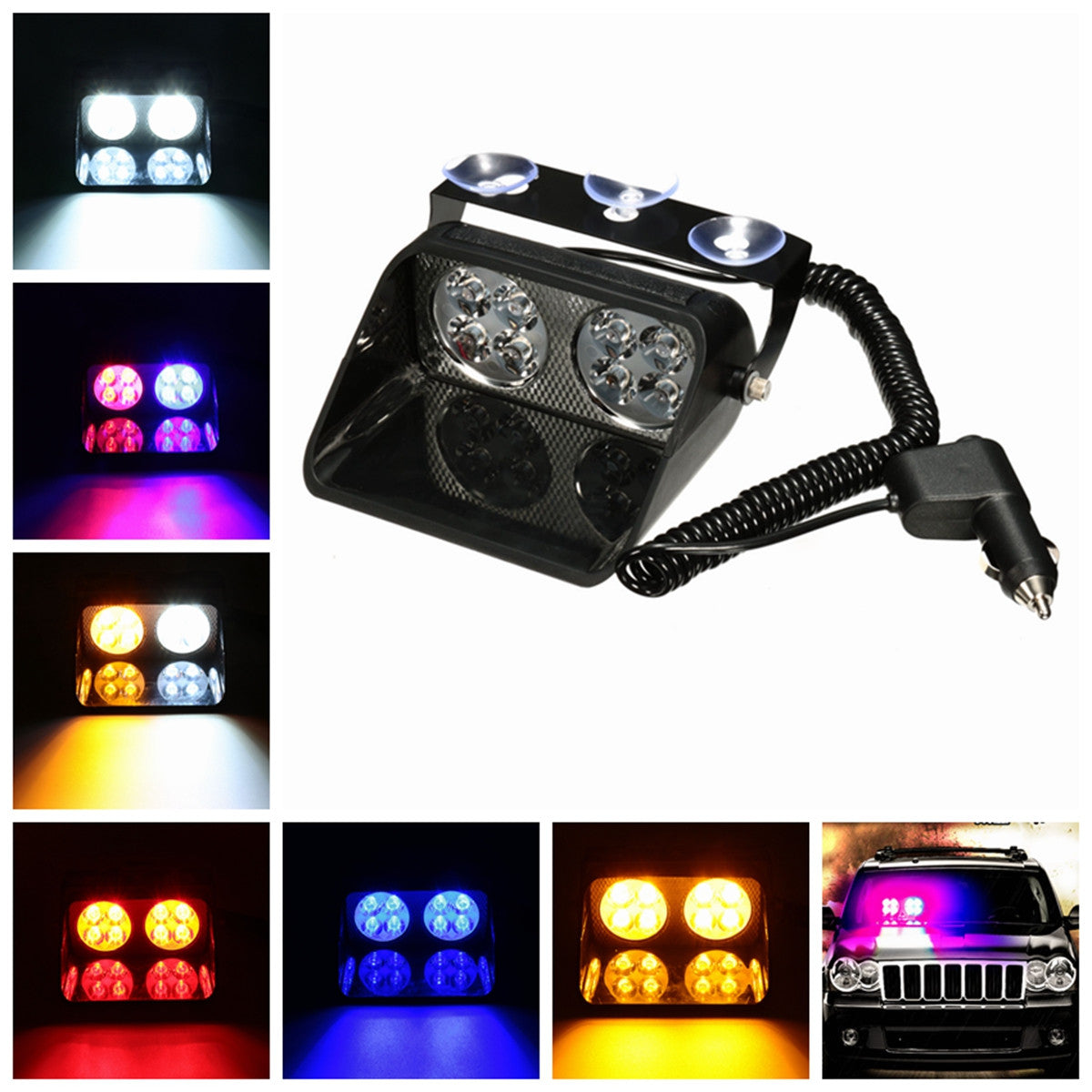 LED Windshield Warning Light Car Flash Police Beacon Emergency Strobe ...