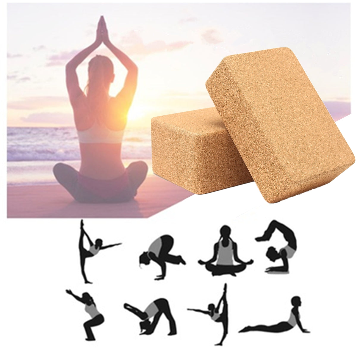 Yoga Cork Block Home Stretch Gym Fitness Exercise Pilates Brick ...