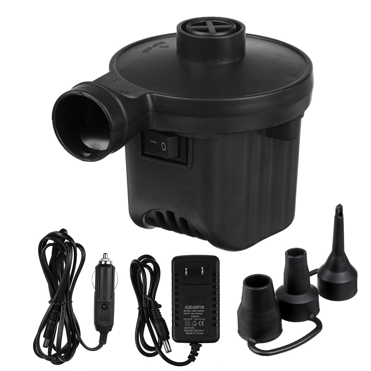 12V DC Electric Air Pump Air Mattress Pump Quick-Fill Inflator Deflato ...